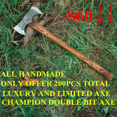 China 3.5LB Size Forged Steel Materials Double Bit Axe With Carbon Color Hickory Handle And Sharp Blade supplier